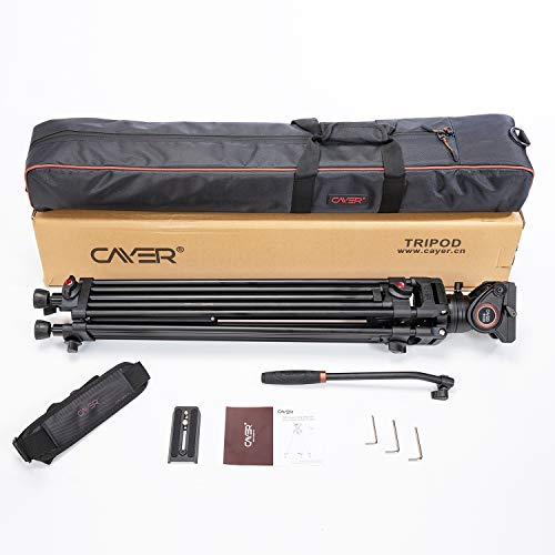 Video Tripod System, Cayer BV30L 72 inch- Professional Heavy Duty Aluminum Twin Tube Tripod, K3 Fluid Head, Mid-Level Spreader, Max Loading 13.2 LB, DSLR Camcorder, Plus 1 Bonus Quick Release Plate