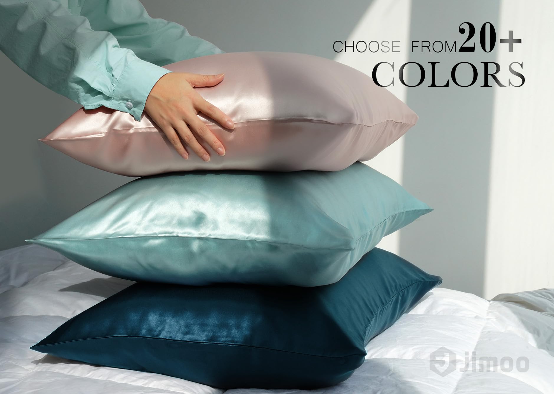 J JIMOO Natural 22 Momme 100% Mulberry Silk Pillowcase for Hair and Skin, Standard Size 20"X 26" Silk Pillow Case, Soft Smooth Cooling Premium Grade 6A Silk Pillow Cover with Zipper (Silver Grey 1pc)
