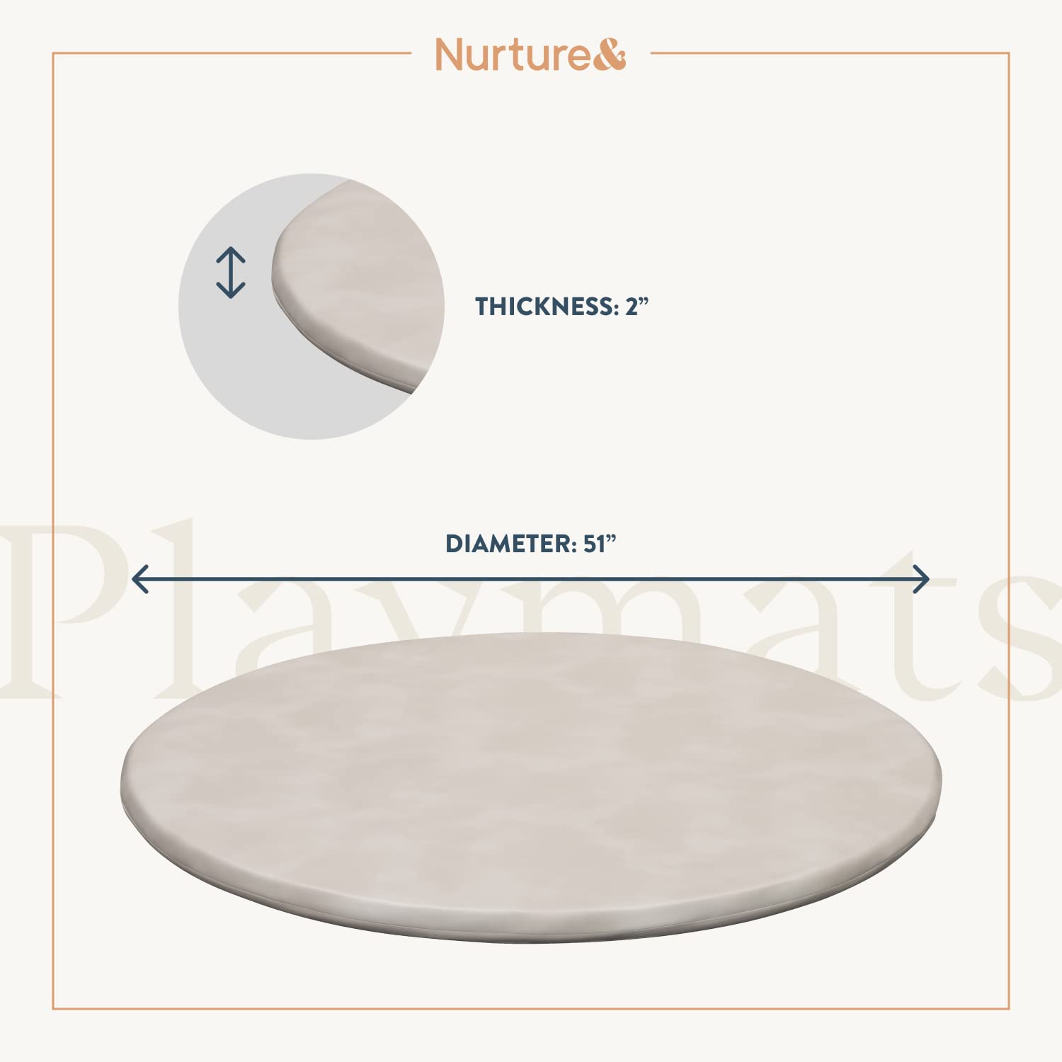 Nurture& Baby Padded Play Mat | Non-Toxic Foam Floor Activity Pad for Babies, Toddlers, Infants | Activity, Tummy Time, Crawling (Circle 51", Ivory)