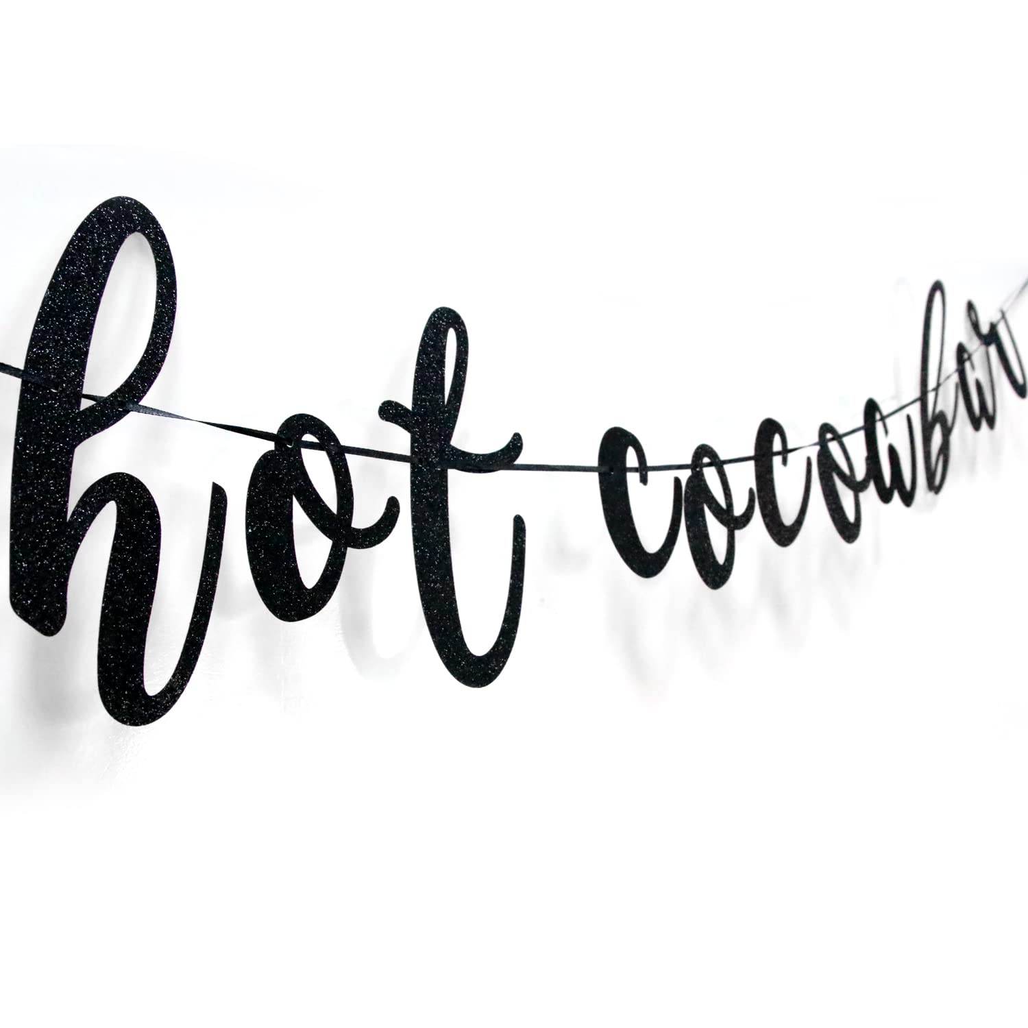 Hot Cocoa Bar Banner, Hot Cocoa Bar Decorations, It’s Cold Outside Bar Sign, Wintertime Holidays Christmas Party Decor, Hot Chocolate Bar Decorations Black Glitter
