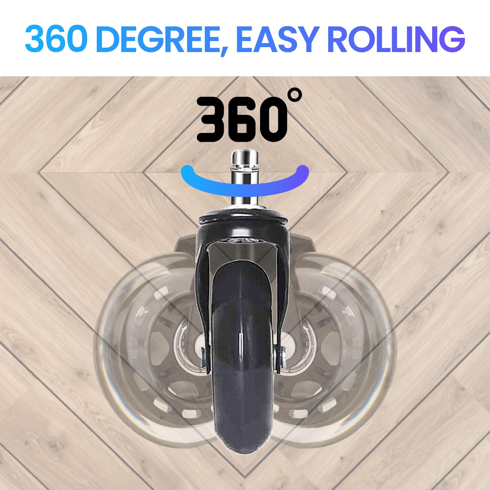 Fohfurniture - Universal Desk and Office Chair Wheels Replacement, Smooth Rolling Caster Wheels for Most Chair Types, Keeps Floors Scratch-Free, Noiseless Chair Rollers, Set of 5