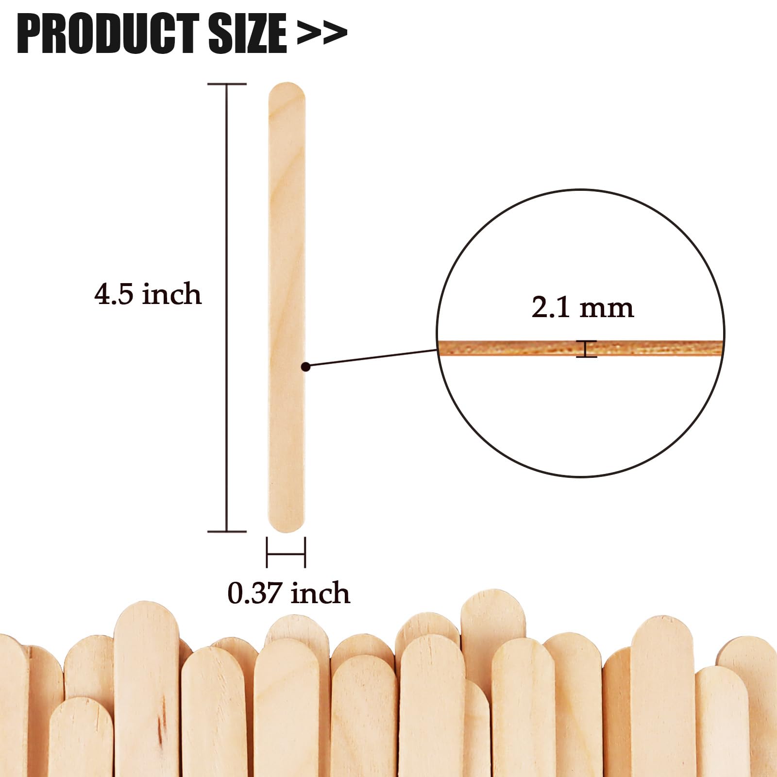 200 Pcs Craft Sticks Ice Cream Sticks Natural Wood Popsicle Craft Sticks 4.5 inch Length Treat Sticks Ice Pop Sticks for DIY Crafts