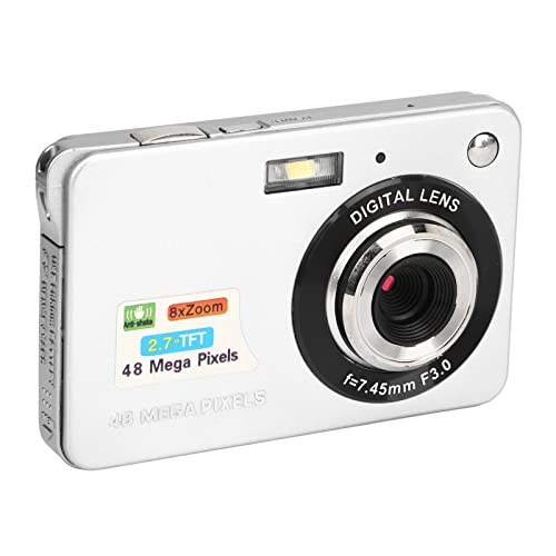 4K Digital Camera for Photography and Video, 48MP 2.7in LCD Display 8X Zoom Anti Shake Vlogging Camera for Photography Continuous Shooting (Silver)