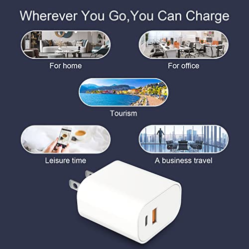 [Apple MFi Certified] iPhone Fast Charger,20W Dual Port PD3.0 USB-C + USB-A Power Delivery Wall Charger Block Plug for iPhone 13/13 Pro Max/12/11/XS/XR/X/8,iPad(2 Pack 10FT Lightning Cables lnclude)