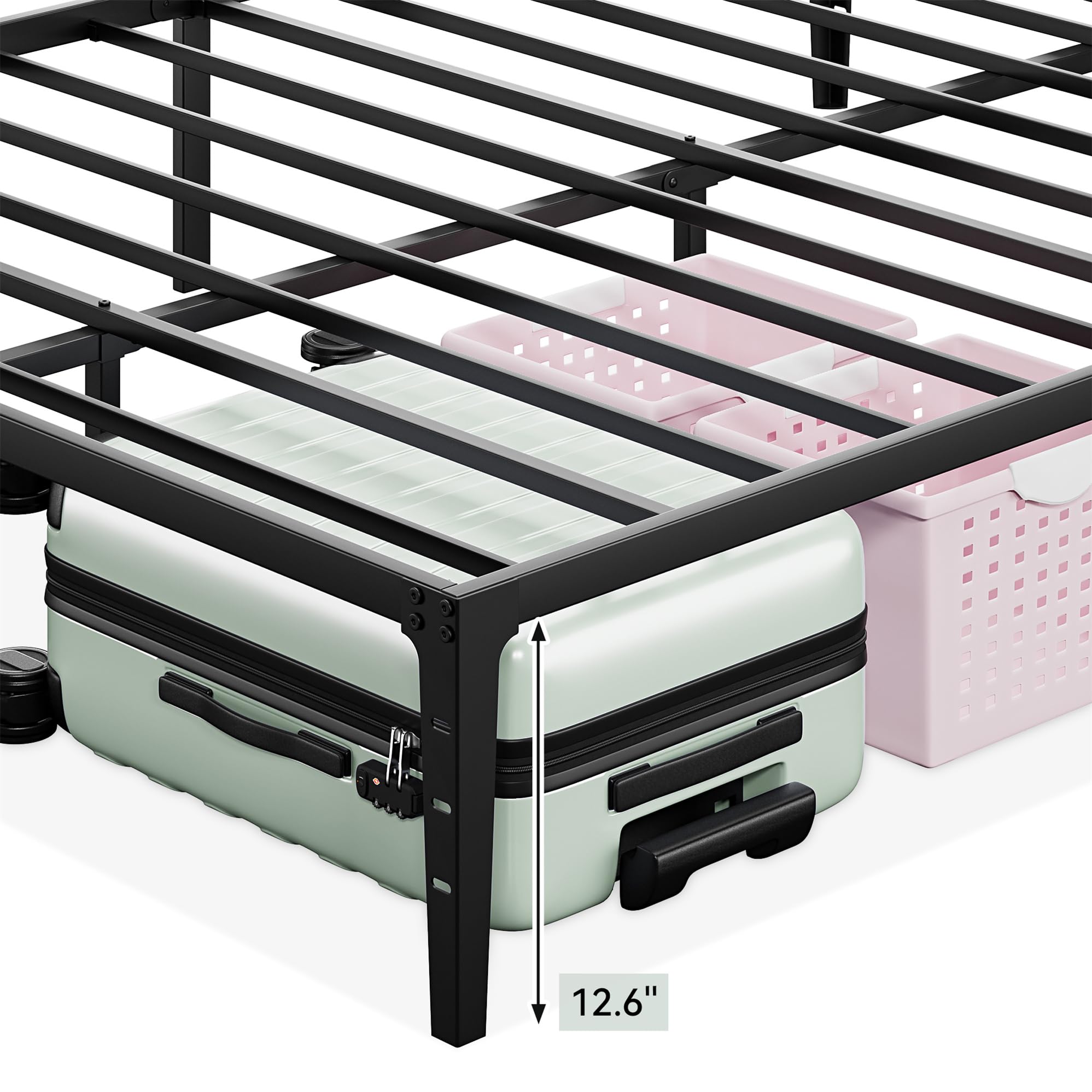 IDEALHOUSE 14 Inch Queen Metal Platform Bed Frame No Box Spring Needed, Bed Frame Queen Size with Heavy Duty Steel Slat Mattress Foundation, Noise Free, Easy Assembly