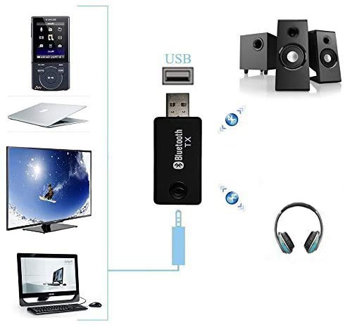 Bluetooth Transmitter for TV PC,YETOR 3.5mm Portable Stereo Audio Wireless Bluetooth 5.2 Audio Transmitter for TV,PC,MP3/MP4.USB Power Supply(TX9)