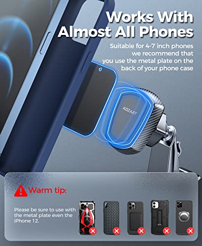 Magnetic Phone Holder for Car, Kozart Universal [Upgrade Kit] Magnet Car Mount for Dashboard & Vent 360°Rotation Cell Phone Mount Compatible with iPhone, Samsung, LG, GPS, Mini Tablet & More