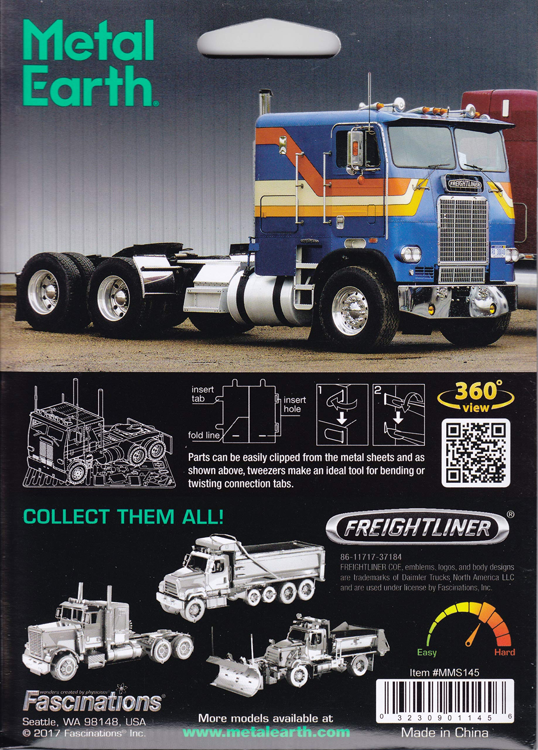 Fascinations Metal Earth Freightliner COE Truck 3D Metal Model Kit