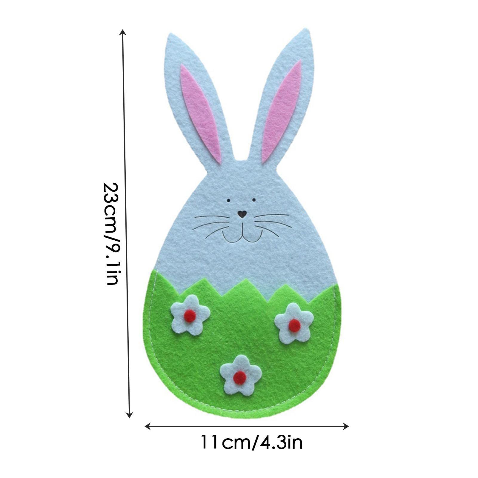 Shujing Easter Silverware Holder Pocket | Easter Bunny Felt Kitchen Utensil Holder | DIY Kitchen Cutlery Holders for Easter Thanksgiving New Year