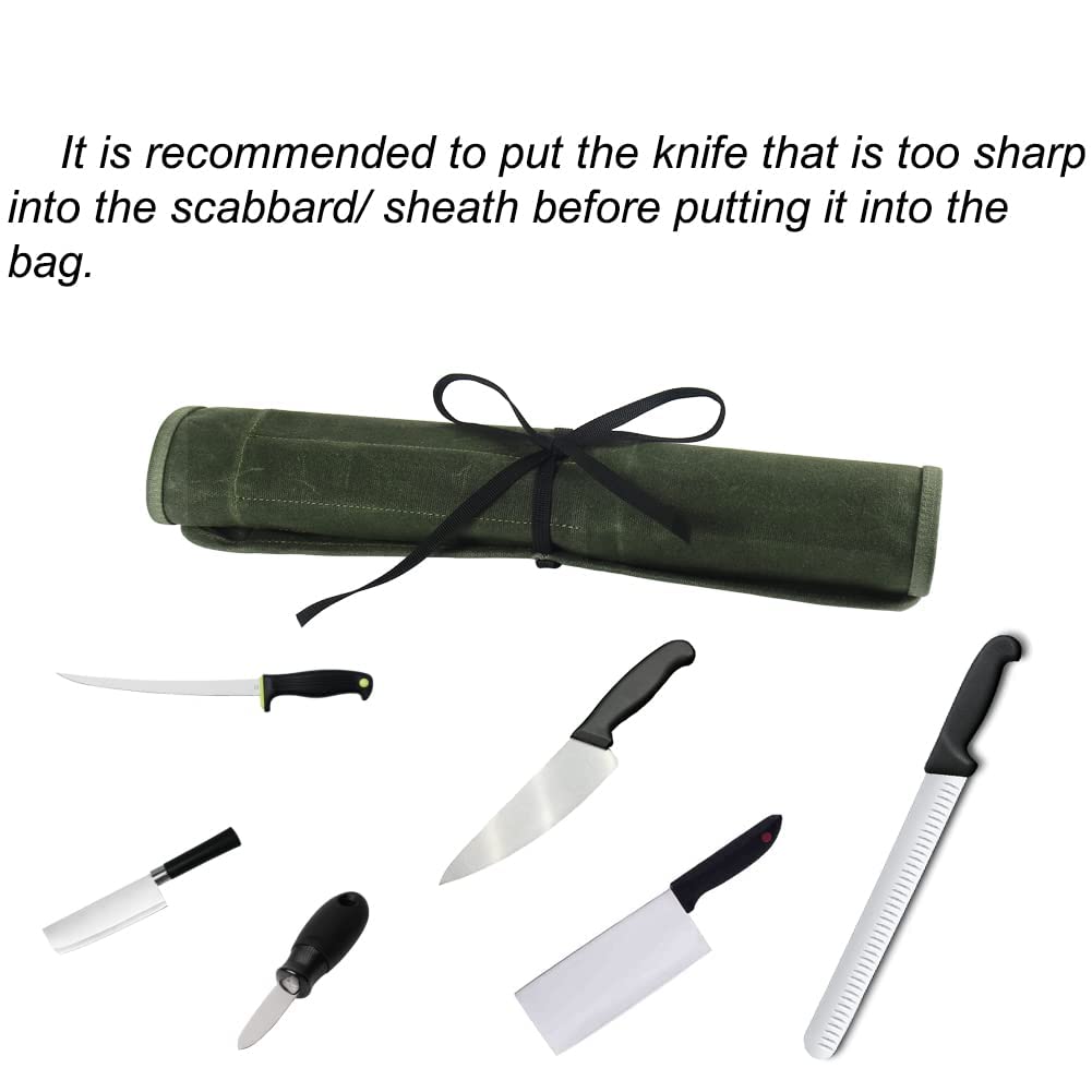 JOINDO Heavy Duty Waxed Canvas Knife Bag, Professional Chef Knife Roll Bag with 6 Slots, Knives Pouch