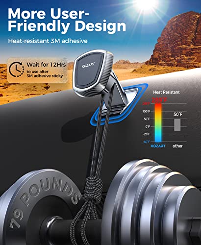 Magnetic Phone Holder for Car, Kozart Universal [Upgrade Kit] Magnet Car Mount for Dashboard & Vent 360°Rotation Cell Phone Mount Compatible with iPhone, Samsung, LG, GPS, Mini Tablet & More