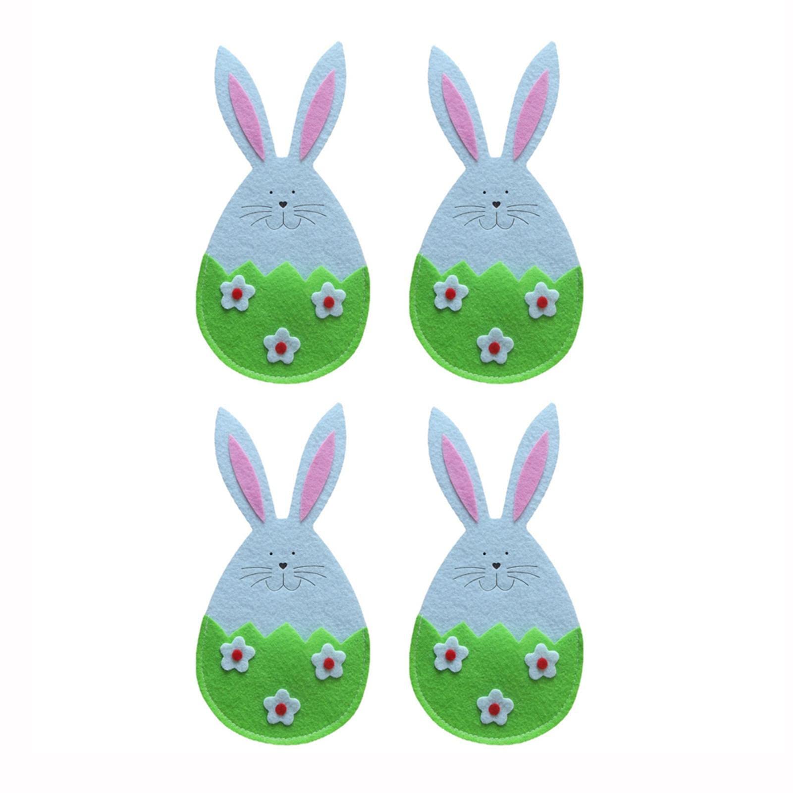 Shujing Easter Silverware Holder Pocket | Easter Bunny Felt Kitchen Utensil Holder | DIY Kitchen Cutlery Holders for Easter Thanksgiving New Year