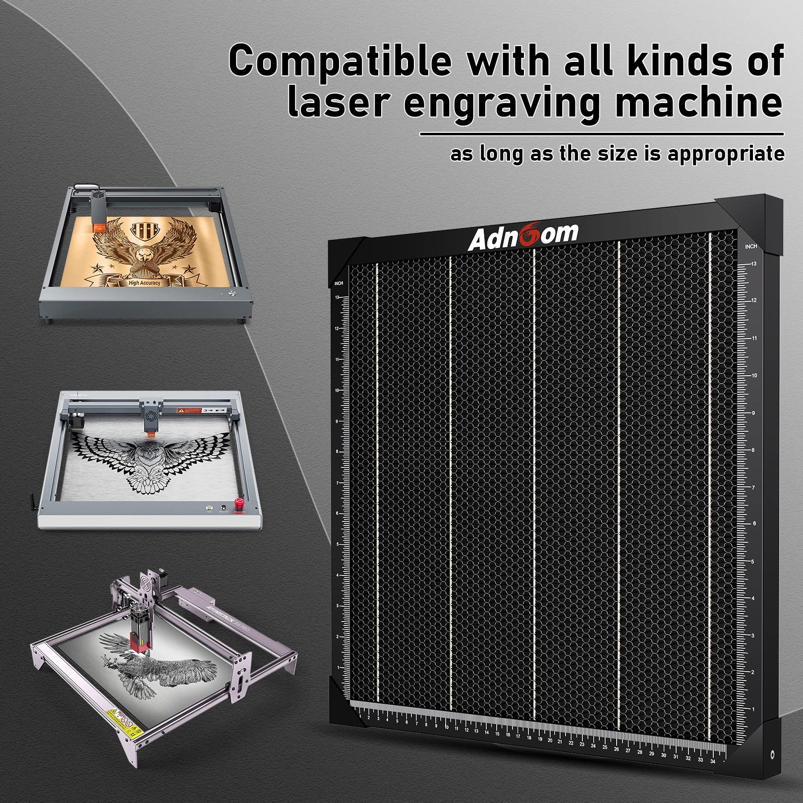 Honeycomb Laser Bed, ADNOOM 15.7β x15.7β Galvanized Iron Honeycomb Working Panel, Laser Cutter Honeycomb Working Table with Aluminum Plate for Fast Heat Dissipation and Desktop-Protecting (400 x400mm)