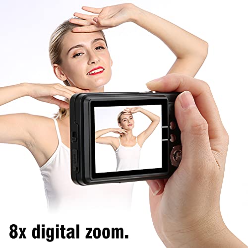 Digital Camera 8X Zoom Card Digital Camera 5 Mp 2.7In LCD Digital Cameras Display Maximum Support 32Gb Memory Card Builtin Microphone(Rouge) (Black)