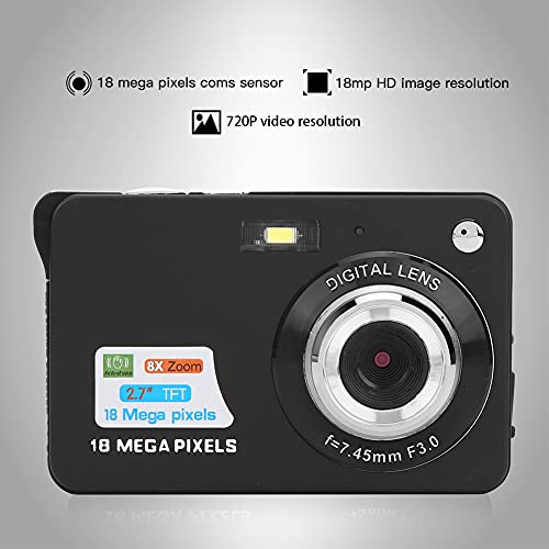 Digital Camera 8X Zoom Card Digital Camera 5 Mp 2.7In LCD Digital Cameras Display Maximum Support 32Gb Memory Card Builtin Microphone(Rouge) (Black)