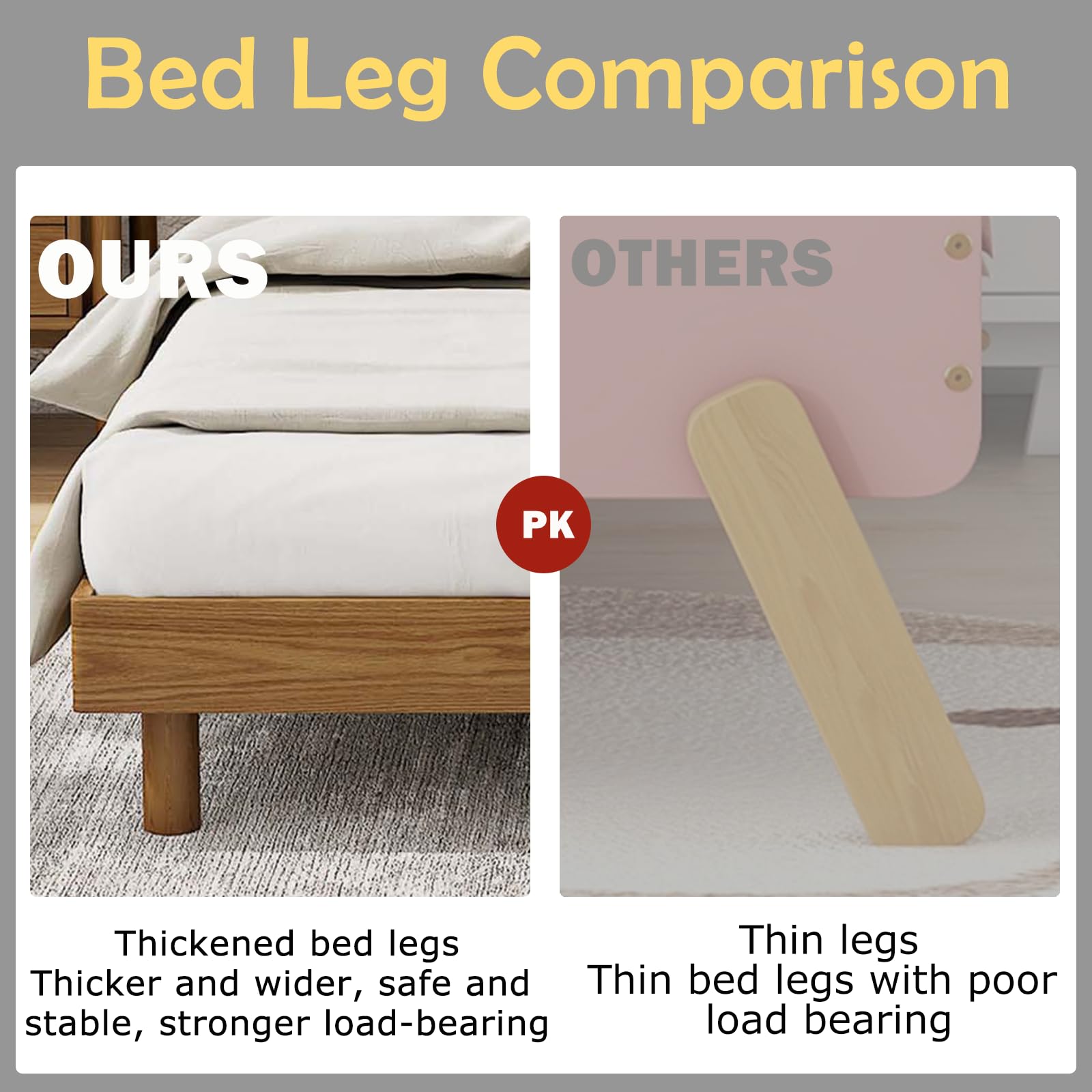 DUNTRKDU Queen Size Bed Frame, Mid Century Platform Bed Frame with LED Lights & USB Port, Queen Size Bed Frame with Bookshelf, No Box Spring Needed/Easy Assembly for Bedroom, Walnut