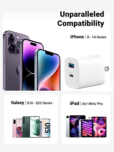 iPhone Fast Charger Block, PD 3.0 33W USB C Charger Block GaN Tech PPS Dual Port Wall Charger for iPhone 14 Pro Max 13 Pro Max MacBook Air iPad Pro, 33W for Samsung Galaxy S22 S21