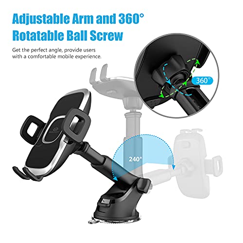 WixGear Dashboard Telescopic Arm with Air Vent Swift-Grip Phone Holder for Car, Cell Phone Car Mount Air Vent Holder for Any Smartphone