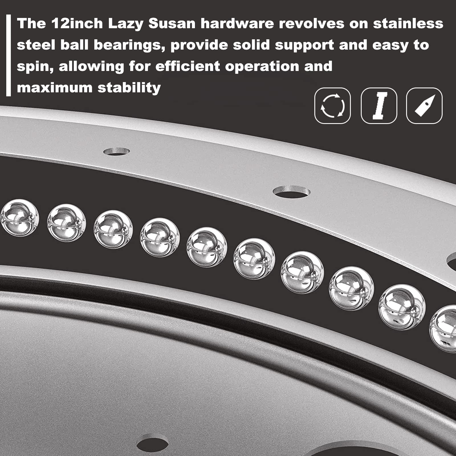 4Pack 12inch Lazy Susan Hardware, 5/16” Thick Turntable Bearings, 1000lbs Rotating Bearing Plate Heavy Duty for Rotating Table, Book Case, Serving Tray,DVD Tower, Corner Shelves, Shoe Rack