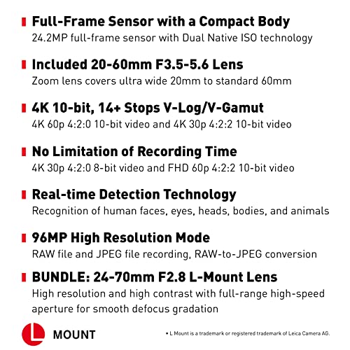 Panasonic LUMIX S5 Full Frame Mirrorless Camera (DC-S5KK) and LUMIX S Pro 24-70mm F2.8 L-Mount Interchangeable Lens (S-E2470)
