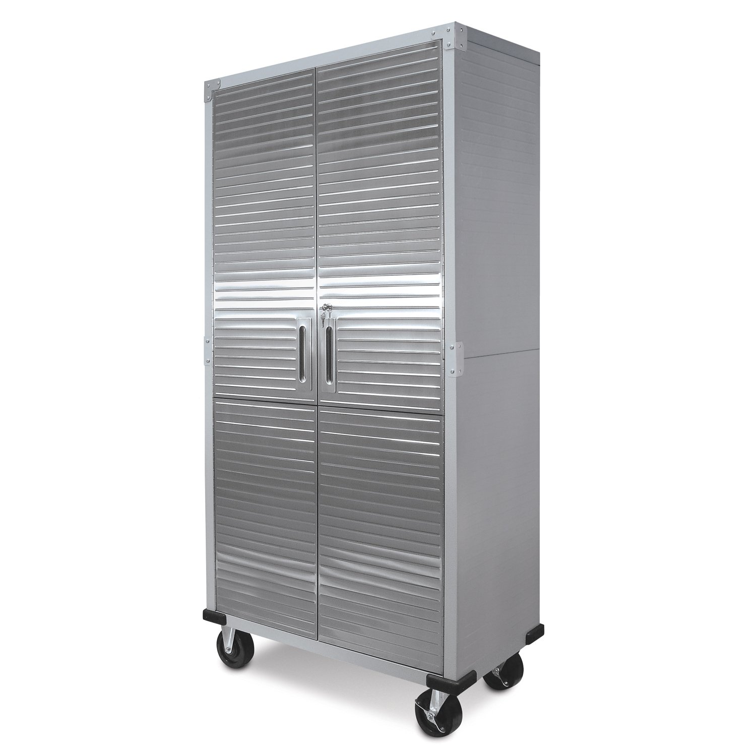 Seville Classics UltraHD Solid Steel Rolling Lockable Metal Storage Cabinet Locker Organizer w/Adjustable Shelves for Garage, Warehouse, Office, Classroom, 36" W x 18" D x 72" H, Granite Gray