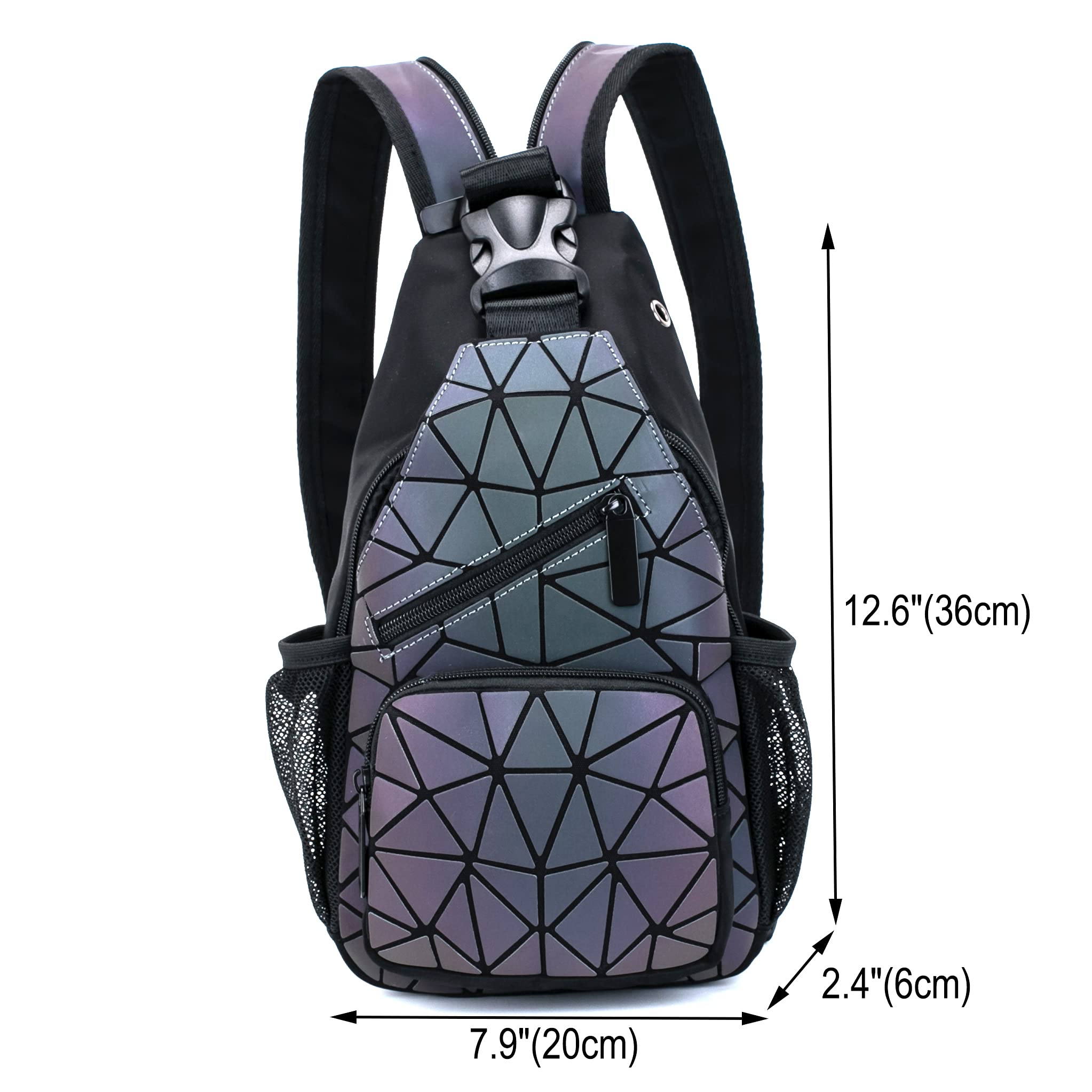 Luminous Geometric Backpacks Women Purses and Handbags Holographic Reflective Bags Iridescent Backpack D