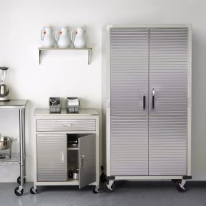 Seville Classics UltraHD Solid Steel Rolling Lockable Metal Storage Cabinet Locker Organizer w/Adjustable Shelves for Garage, Warehouse, Office, Classroom, 36" W x 18" D x 72" H, Granite Gray