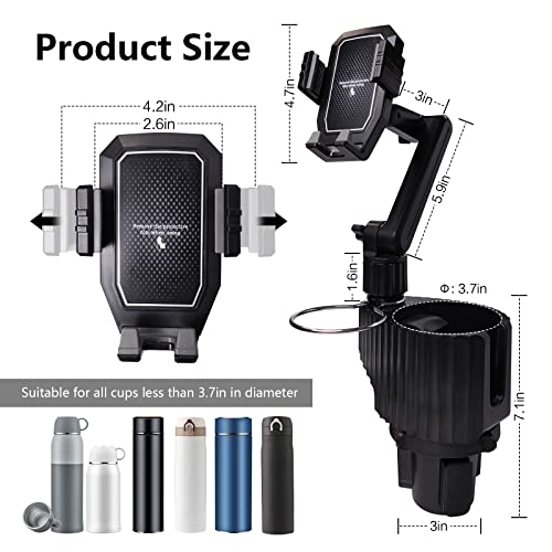 AQTZGOS Car Cup Holder Phone Mount ,2 in 1 Adjustable Cup Holder Extender Adjustable Base with 360° Rotation, Cup Phone Holder for All Smartphones
