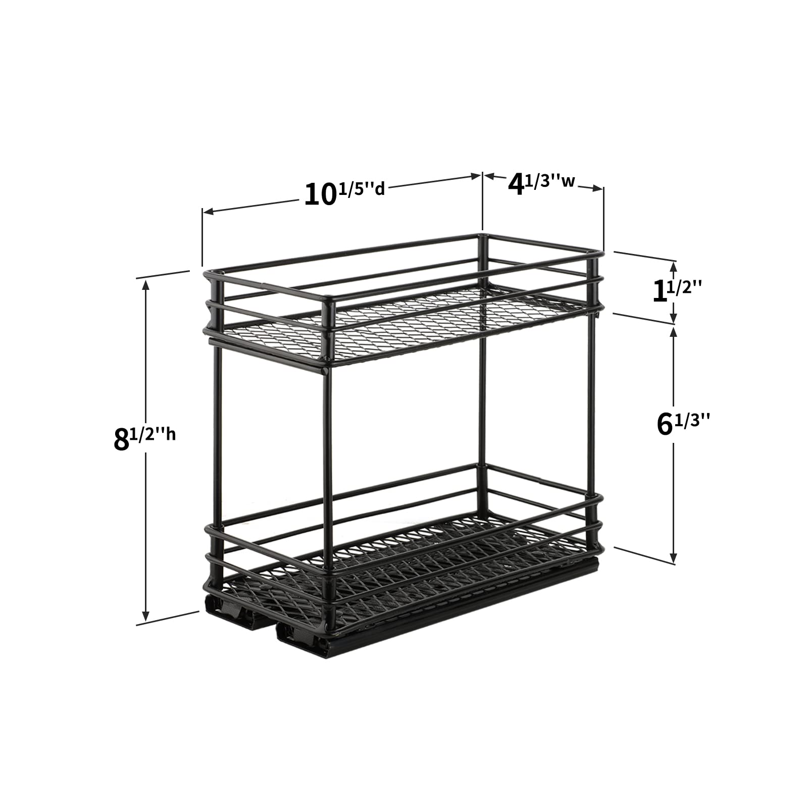 Kitsure Spice Rack Organizer for Cabinet - 2 Packs, Easy-to-Install Pull Out Spice Cabinet Organizers, 4.33''Wx10.23''Dx8.54''H Slide Out Spice Racks