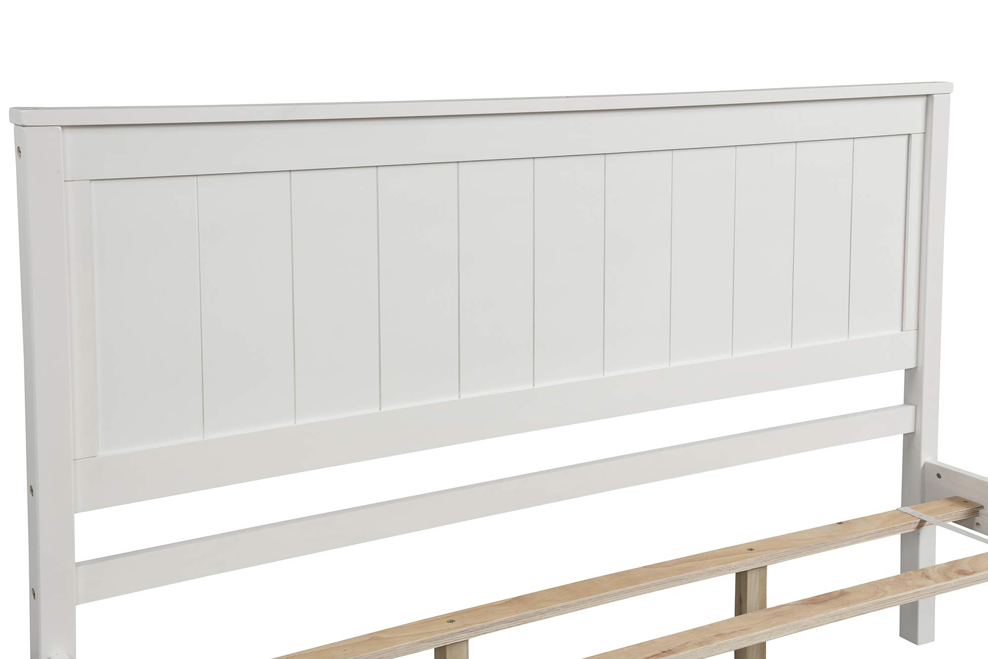 Aiuyesuo Modern Queen Size Platform Bed with Headboard, Wooded Platform Bed Frame with Strong Wood Slat Support, No Box Spring Needed, Easy Assembly (White-YU0OW)