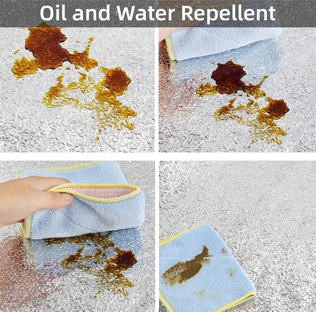Soqool Adhesive Shelf Liners Kitchen Backsplash Sticker Oil Proof Sticker Waterproof Sticker, Aluminum Foil Sticker for Kitchen Drawer/Cabinets/Countertop 15.7"x78.7"