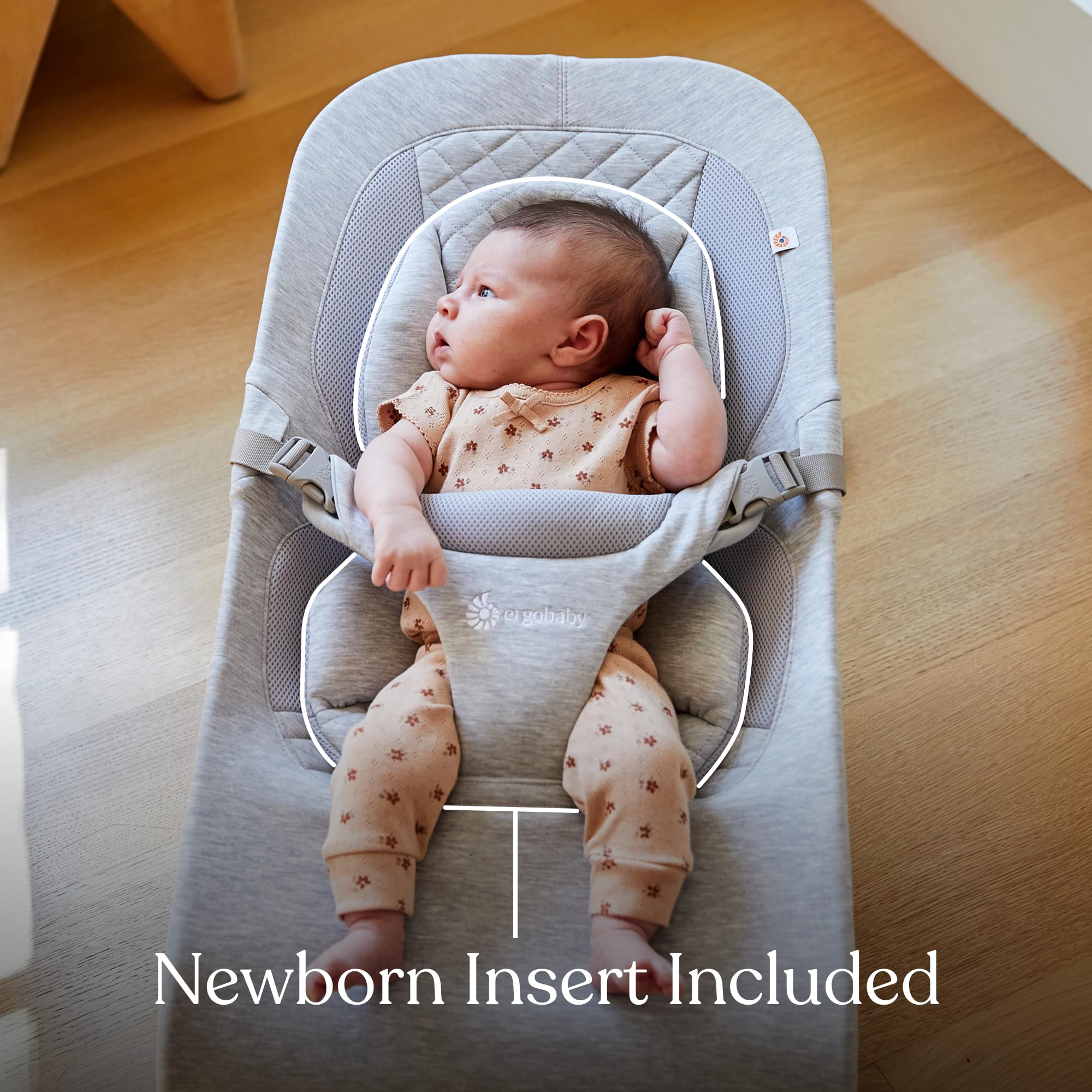 Ergobaby Evolve 3-in-1 Bouncer, Adjustable Multi Position Baby Bouncer Seat, Fits Newborn to Toddler, Charcoal