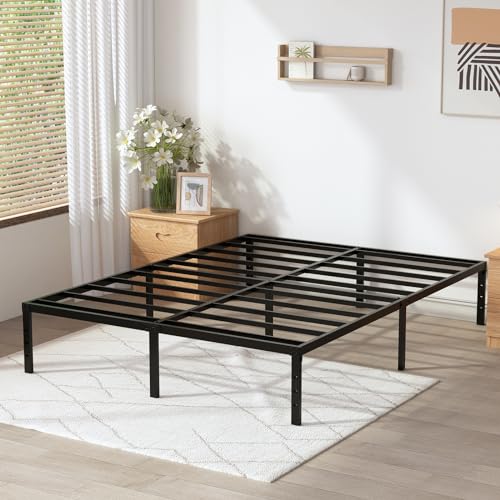 OSASET Queen Bed Frame -18 in Platform Bed Frame, 3600lbs Heavy Duty Metal Bed Frame, Queen Bed Frame No Box Spring Needed with Ample Storage Space - Easy Assembly and Noise Free