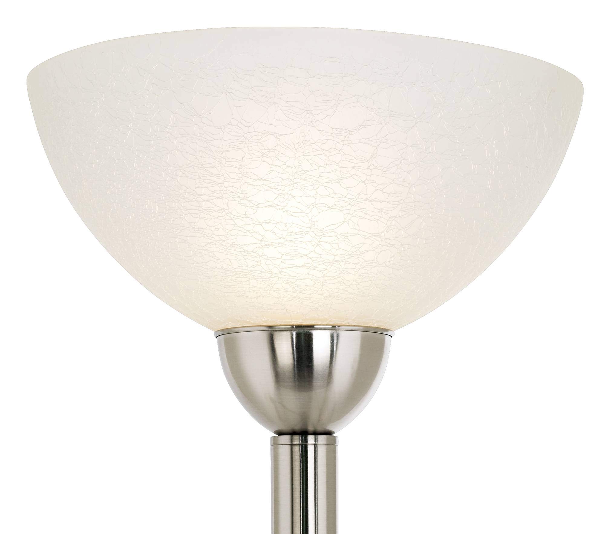 Possini Euro Design Alexei Modern Torchiere Floor Lamp Tree 3-Light Gooseneck Arm 72" Tall Brushed Nickel White Crackle Glass Pole Dimmer Living Room Reading House Bedroom Home Office