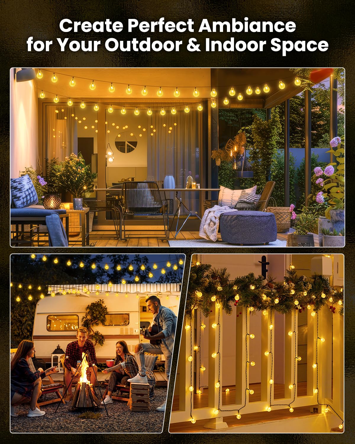 Solar String Lights Outdoor 60 Led 35.6 Feet Crystal Globe Lights with 8 Lighting Modes, Waterproof Solar Powered Patio Lights for Garden Yard Porch Wedding Party Decor (Warm White)