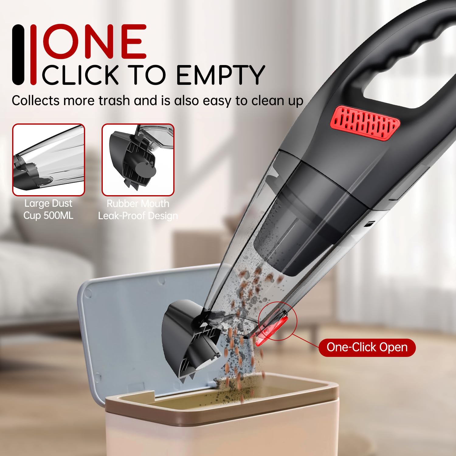 Handheld Vacuum Cordless Upgrade 9000PA, IMINSO Hand Vacuum with LED Light, Rechargeable Car Vacuum Cordless, Hand Held Vacuum Cleaner, Mini Vacuum for Car/Home, Lightweight Portable Vacuum
