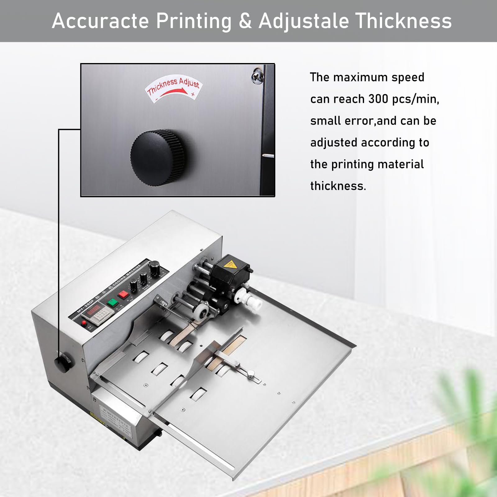 INTSUPERMAI Solid-Ink Coding Continuous Printing Machine Wheel Label Coding Date Paper Printer (Stainless Steel Widen)