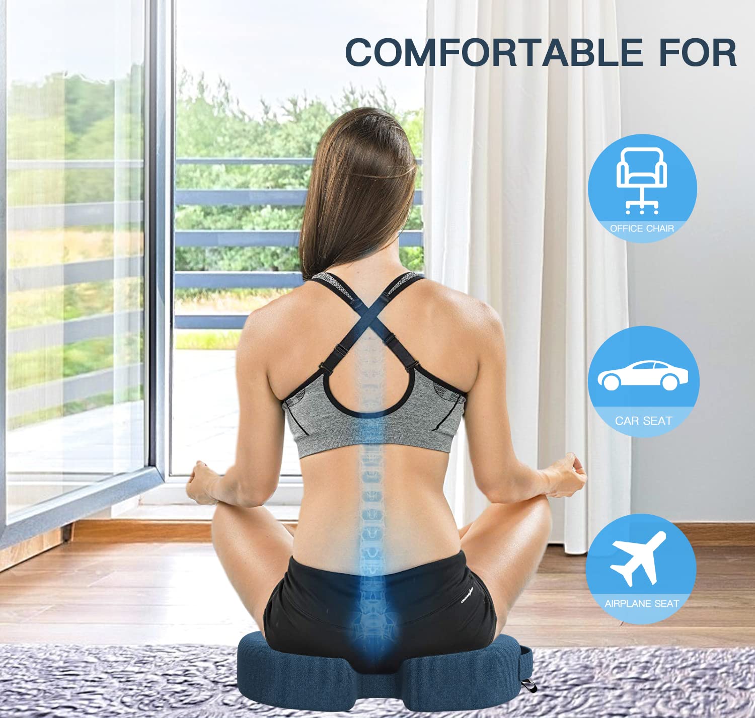 2022 Memory Foam Seat Cushion Orthopedic Design & Back / Lumbar Support Pillow for Office Chair, Car, Truck, Wheelchair for Hemorrhoid, Pregnancy Post Natal, Sciatica,Tailbone & Lower Back Pain Relief