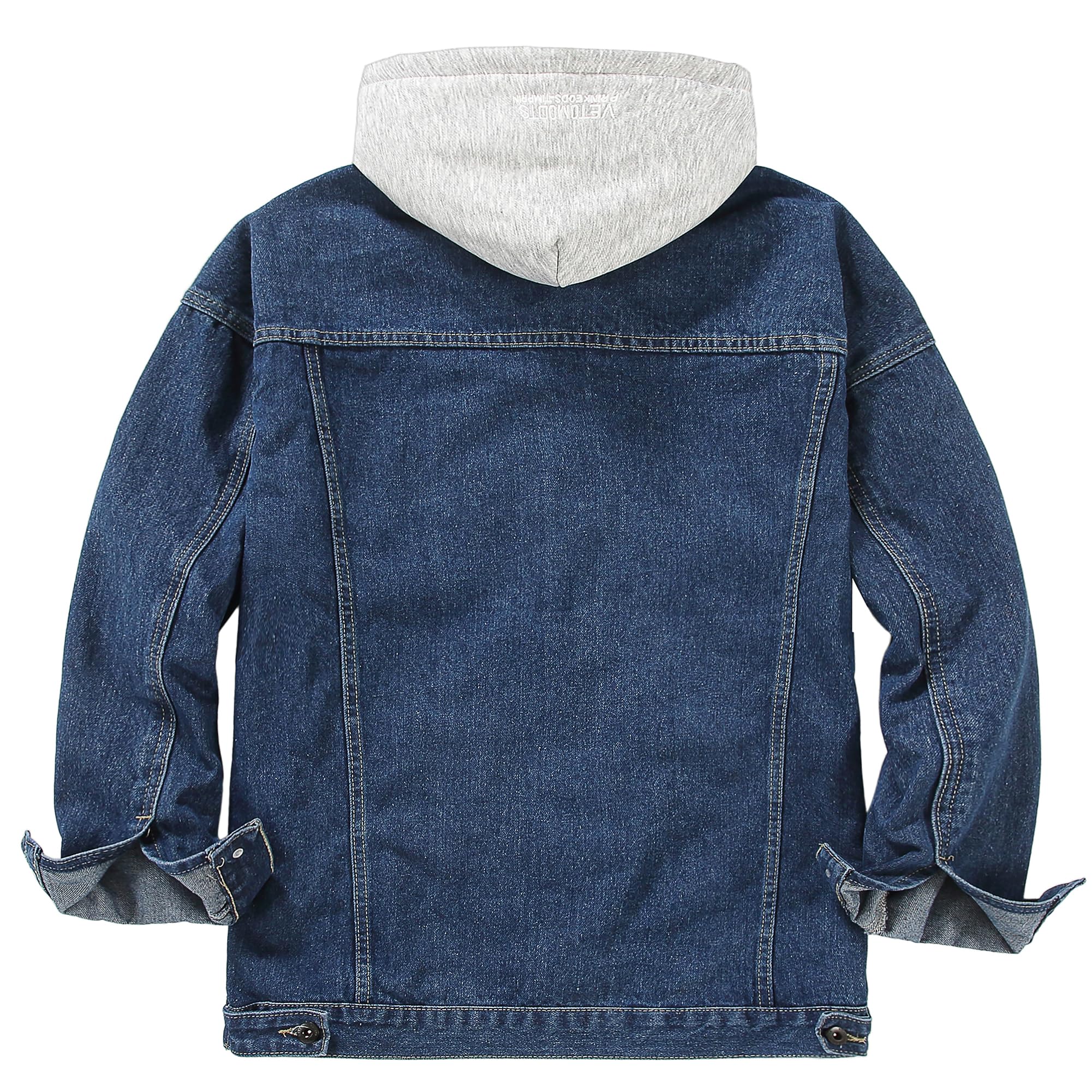 DOSLAVIDA Men's Distressed Denim Jacket Unisex Button Down Jean Coat Casual Long Sleeve Trucker Hooded Jackets Outwear