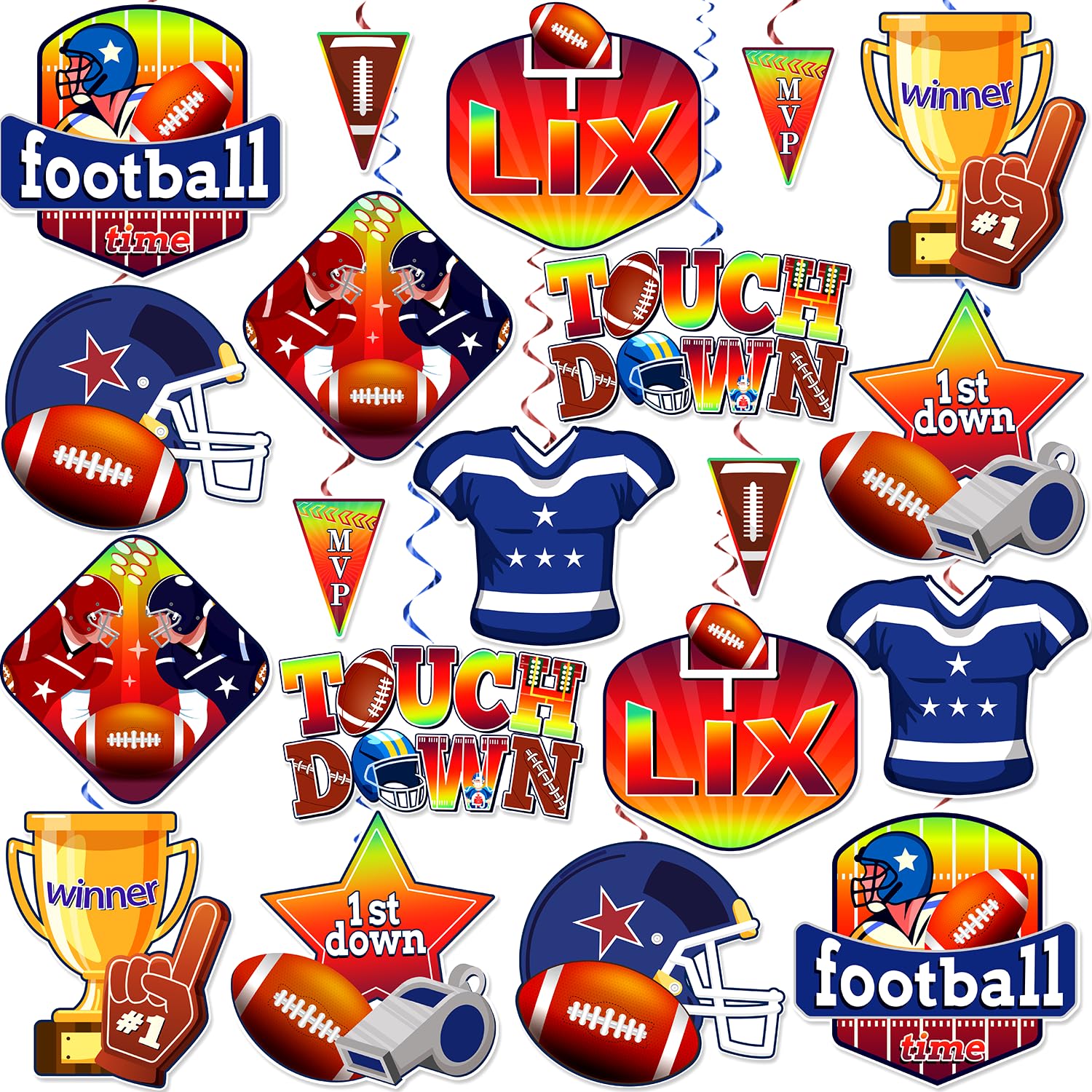 Super Football Party Decorations 2023,40 Pcs Super Football LVII Party Supplies, NO-DIY Football Hanging Swirl, Superfootball Decorations for Party, American Football Swirls for Football Game Day