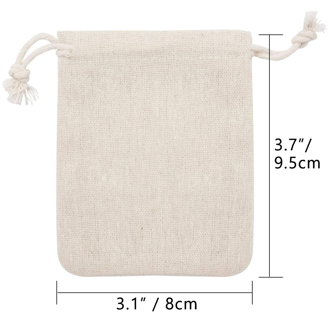 Hapdoo 24 Pack Cotton Muslin Bags with Drawstring Gift Bags Jewelry Pouches Sacks for Wedding Party and DIY Craft, 3 x 4 Inches, Presents, Festivals…