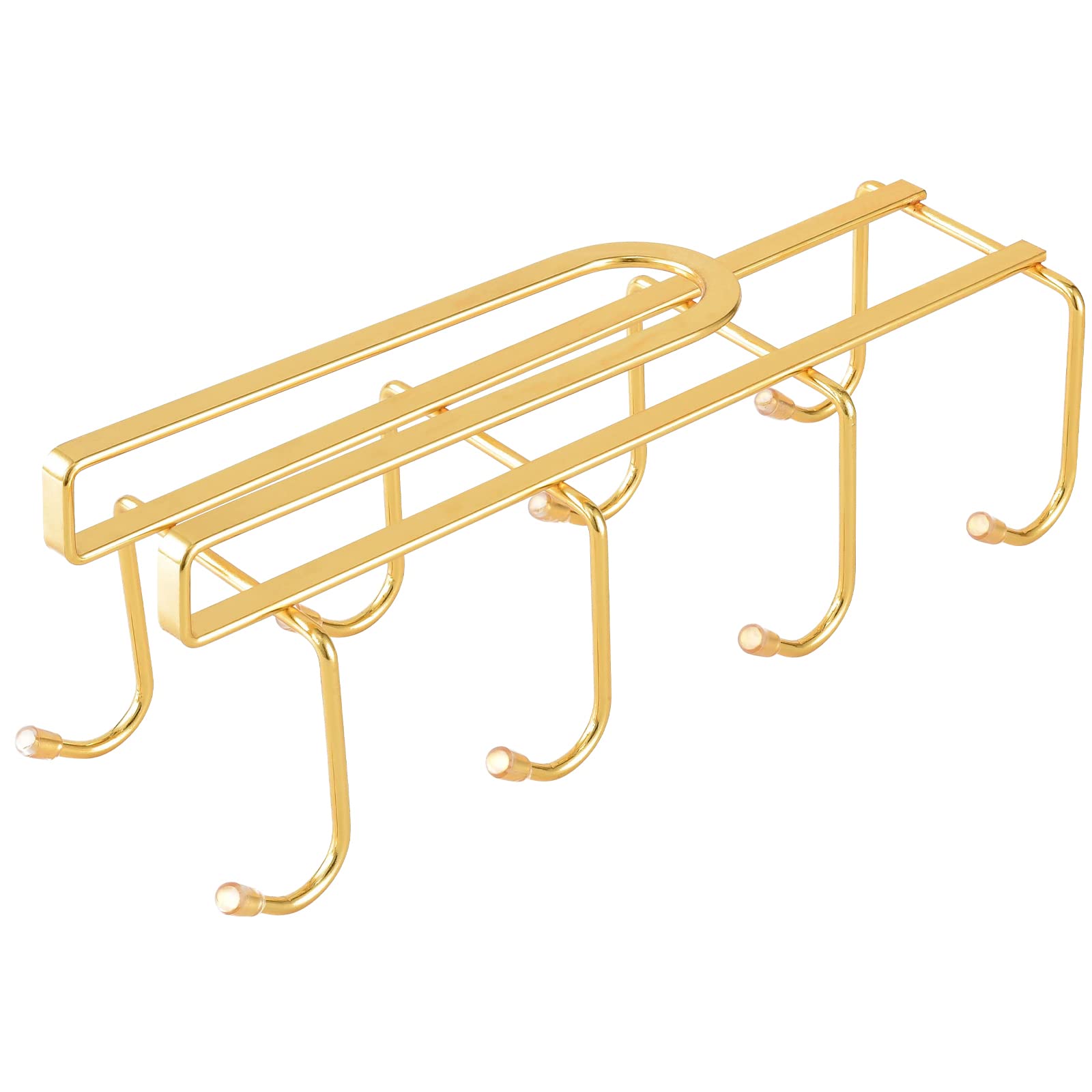 KALYLOC Coffee Mug Holder Under Shelf, Durable 8 Hooks Coffee Mug Hangers Under Cabinet, Champagne Cup Hanger Organizer for Kitchen Utensils Scarf Keys Storage
