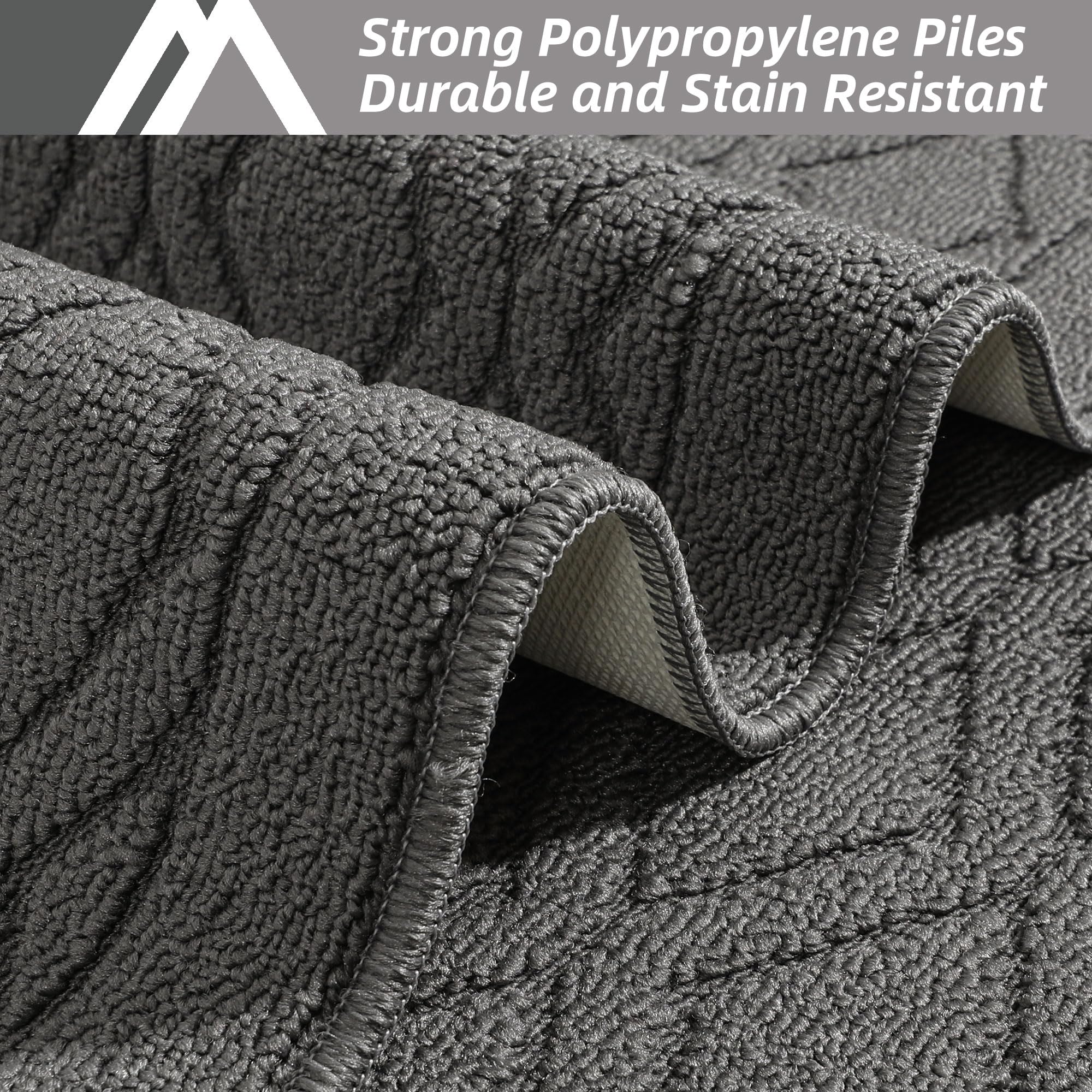 48x20 Inch/30X20 Inch Kitchen Rug Mats Made of 100% Polypropylene 2 Pieces Soft Kitchen Mat Specialized in Anti Slippery and Machine Washable (Grey)