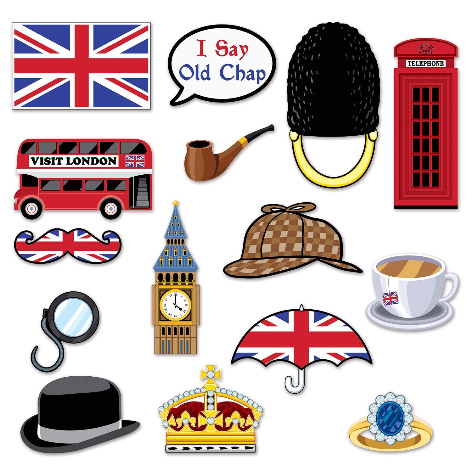 Britain United Kingdom Party Decorations 30 Piece Bundle Table Cover Banner Door Cover Photo Fun Signs Dangling whirls
