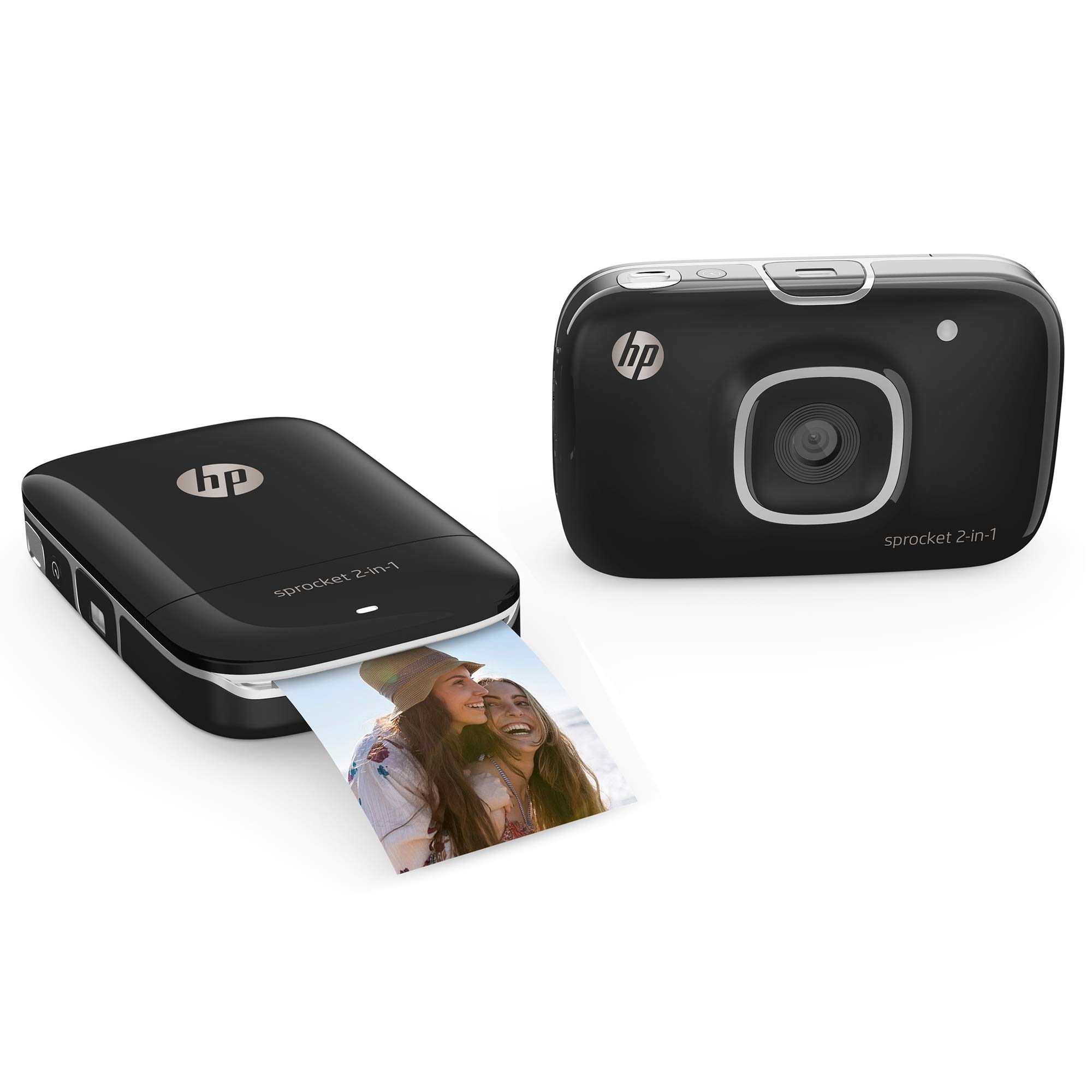 HP 5MS96A Sprocket 2-in-1 Portable Photo Printer & Instant Camera Bundle with 8GB Micro SD Card and Zink Photo Paper, Black (Pack of 3)