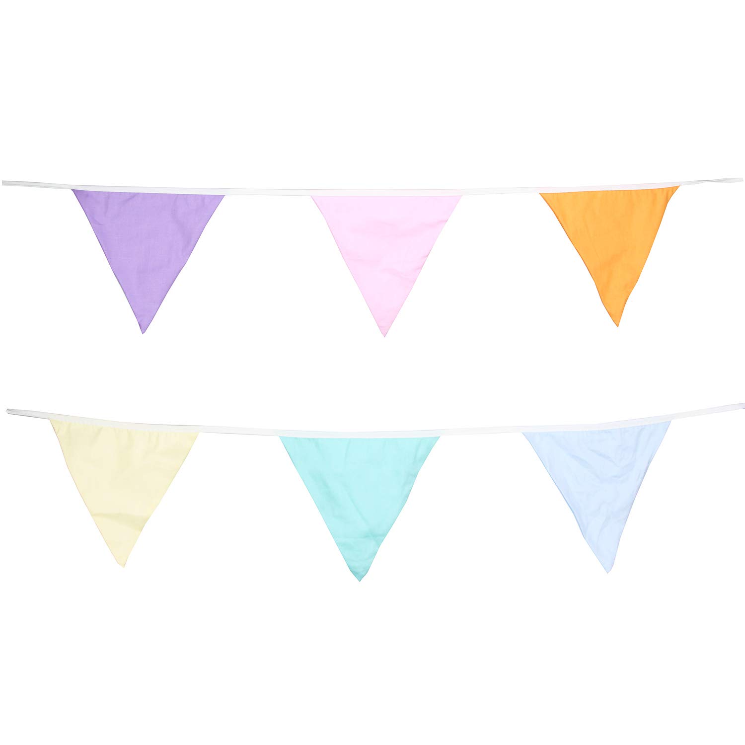 INFEI Multicoloured Pastel Double Layer Cotton Fabric Pennant Flags Bunting Banner Garlands for Wedding, Birthday Party, Outdoor & Home Decoration (10M/32Ft)