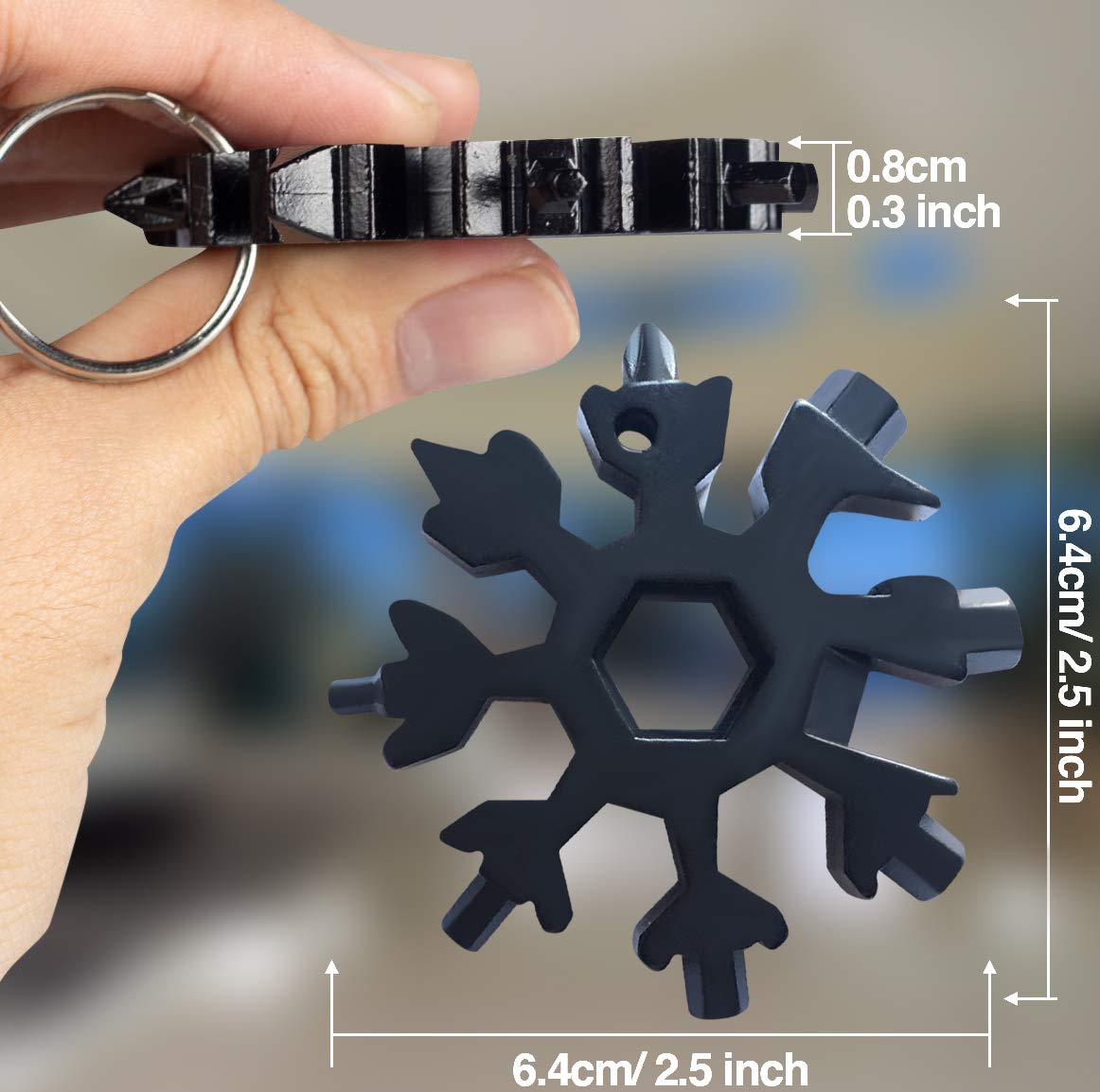 18-in-1 Snowflake Multi-tool with Wallet Multi Tool Credit Card Stainless Steel Bottle Opener, Box Cutter, Phillips Screwdriver, Allen Wrench, Credit Card Multi Toll Gift Set, Survival Gear (black)