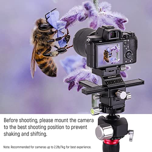 NEEWER 4-Way Macro Focusing Rail Slider with Quick Release Plate, 1/4”-20 Thread for Macro Photography and Close-Up Shooting, Compatible with Canon Nikon Fujifilm Sony DSLR Mirrorless Camera