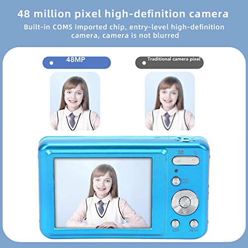Zunate Kids Camera, 48MP Vlogging Camera, 8X Optical Zoom Compact Portable Digital Camera, 2.7in Screen Video Camera for Kids Teens Gifts (Blue)