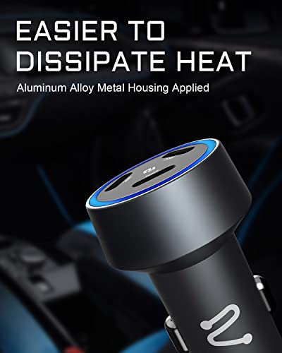 USB C Car Charger, Aergiatech 60W(20W Each) PD 3.0 Fast Car Charger Adapter 3-Port, Type C Car Charger Compatible with iPhone 13/13 Pro/12/12 Pro/11/X/SE, Galaxy S21/S20/Note20, iPad,Grey